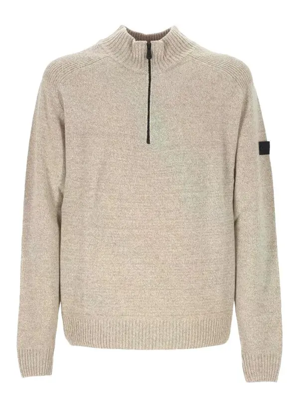 Peuterey Wool Blend Quarter Zip Sweater - Neutrals