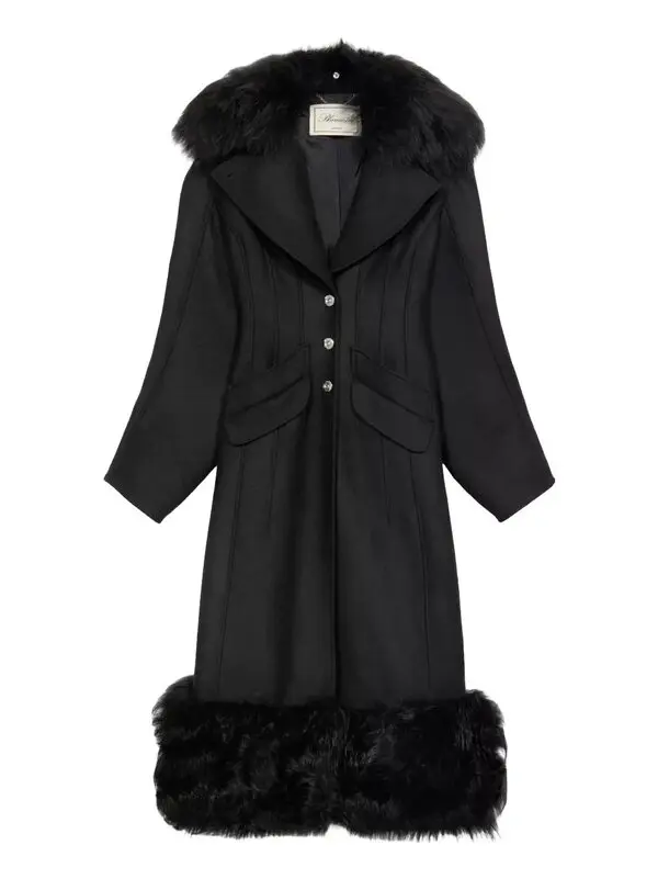 Blumarine Faux-fur-trimmed Coat - Black