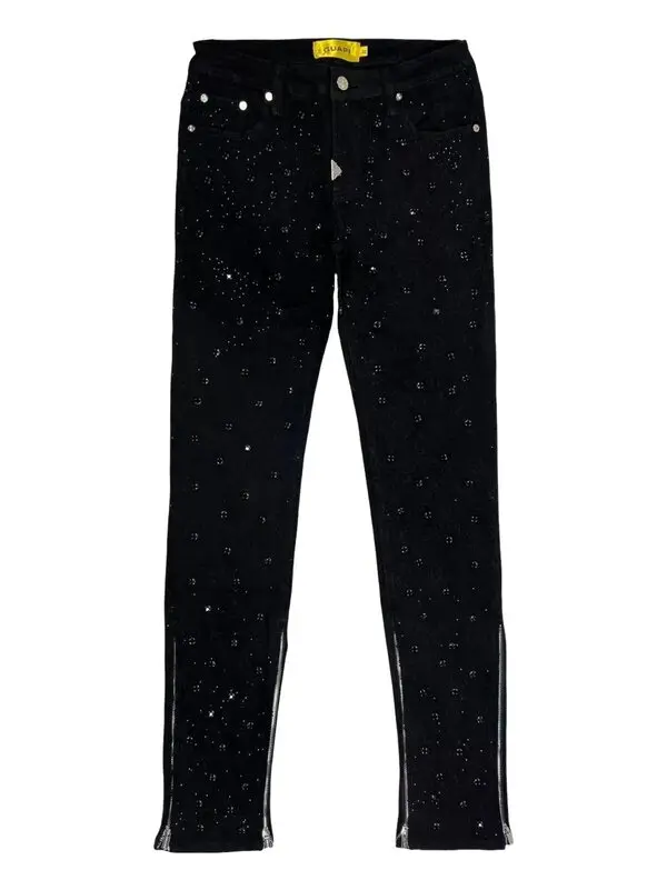 GUAPI Embellished Zip-detail Jeans - Black