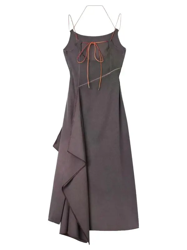 Sunnei Draped Tie-back Midi Dress - Brown