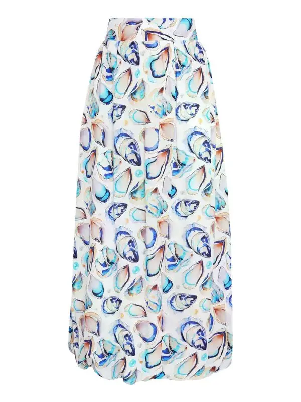 BRIGITTE Oyster-print A-line Skirt - White