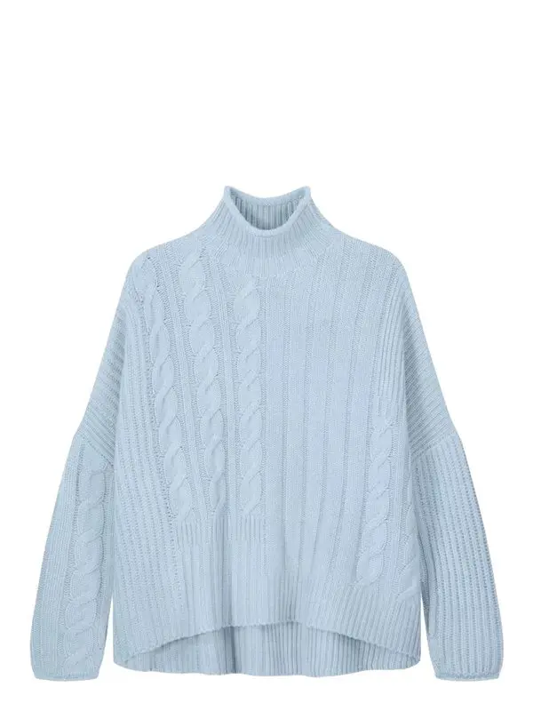 Eric Bompard Cable-knit High-neck Cashmere Sweater - Blue