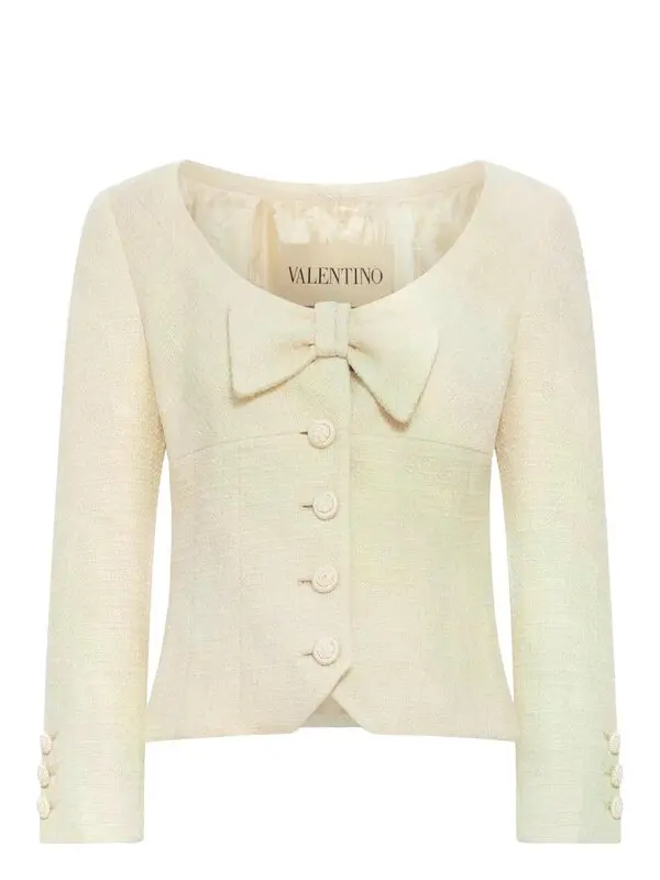 Valentino Garavani Bow-detail Wrap Jacket - Neutrals