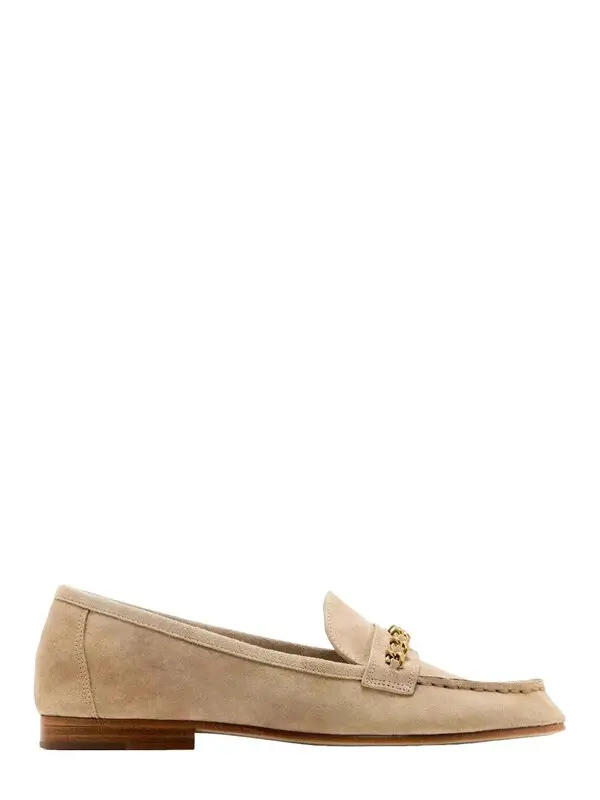 Veronica Beard Chain-embellished Suede Loafers - Neutrals