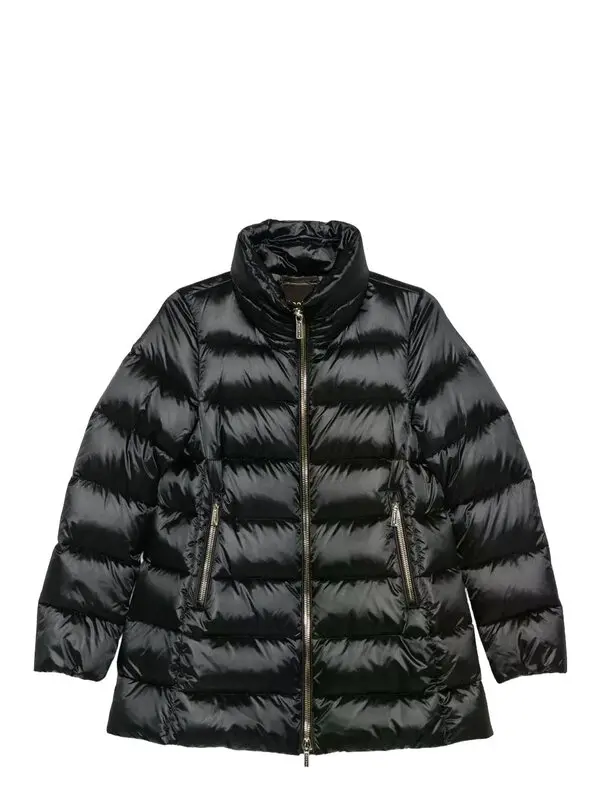 MOORER Quilted Zip-front Coat - Black
