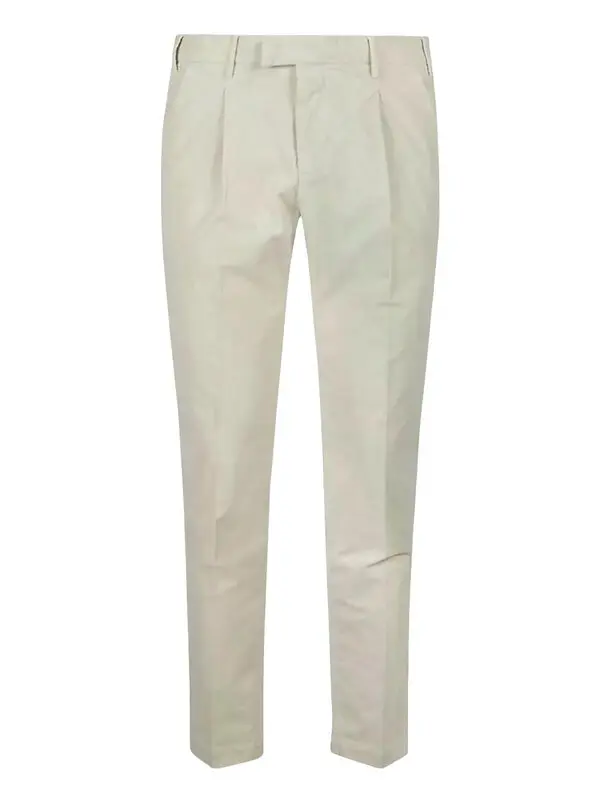 PT TORINO Pleated Cotton Trousers - Neutrals