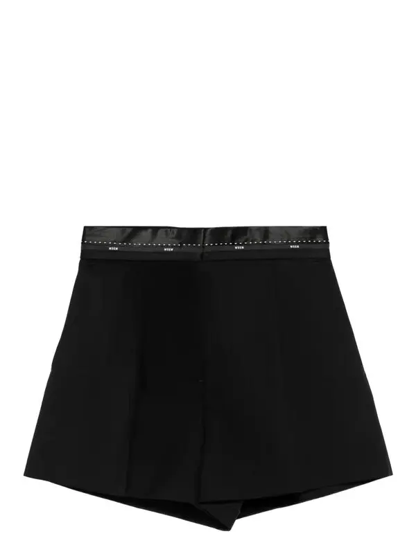 MSGM Pleated Satin-trimmed Shorts - Black