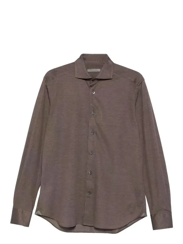 Corneliani Textured Long-sleeved Shirt - Brown