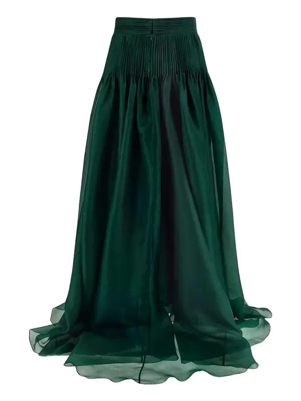Carolina Herrera Pintucked Organza Skirt - Green