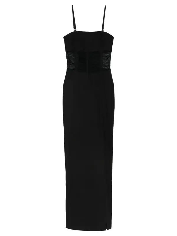Patrizia Pepe Mesh-panelled Maxi Dress - Black