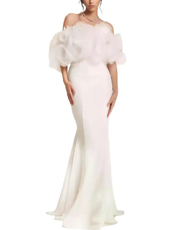 ANA RADU Off-shoulder Fishtail Gown - White