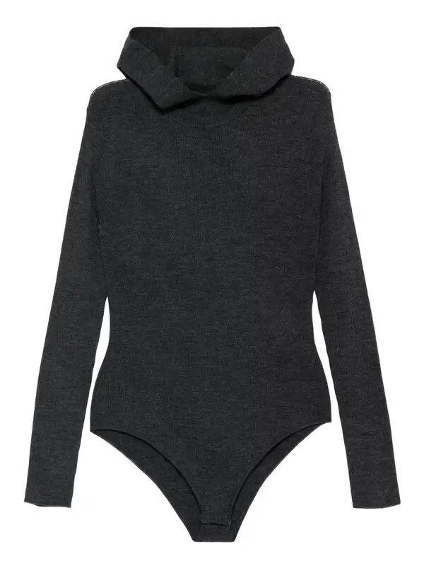 P.a.r.o.s.h Hooded Ribbed Bodysuit - Grey