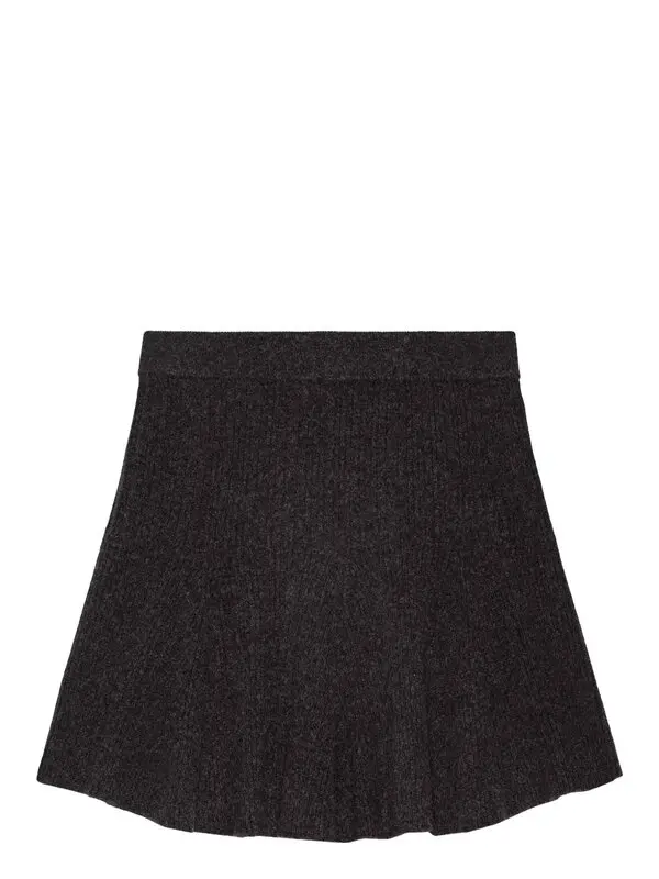 GANNI Ribbed Flared Mini Skirt - Grey