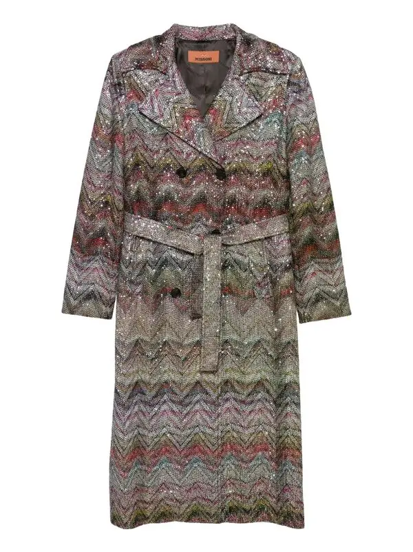 Missoni Viscose Blend Trench Coat - Grey