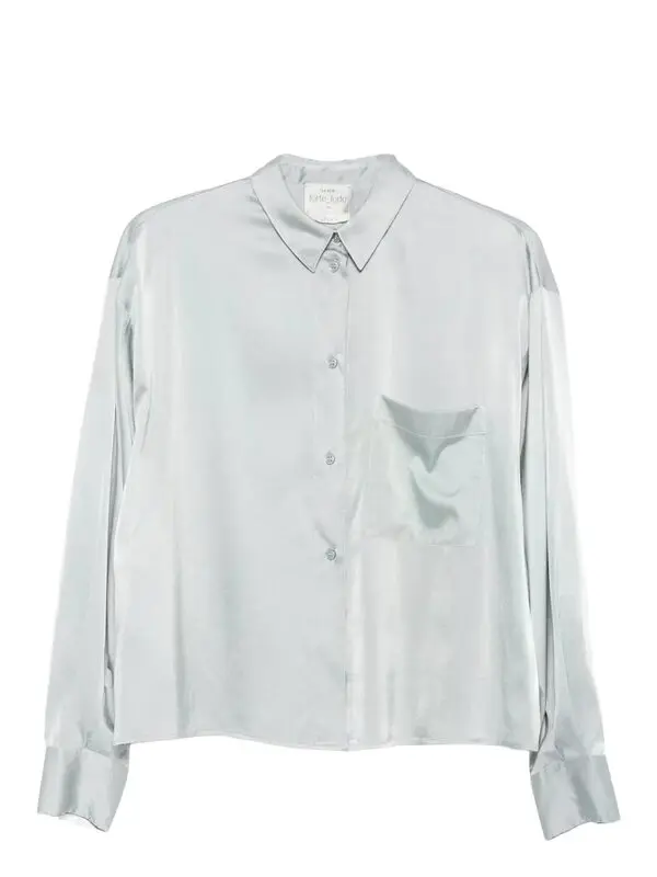 FORTE_FORTE Satin Long Sleeve Shirt - Grey