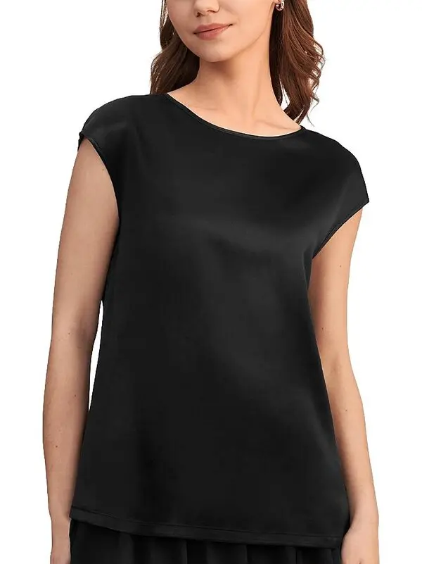 Lilysilk Basic Cap Sleeves Silk Tee - Black