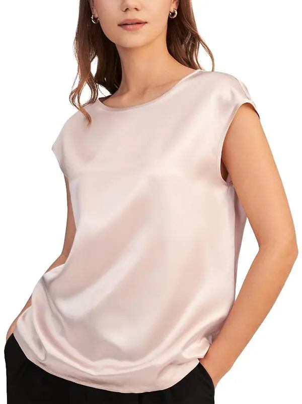 Lilysilk Basic Cap Sleeves Silk Tee - Pale Pink