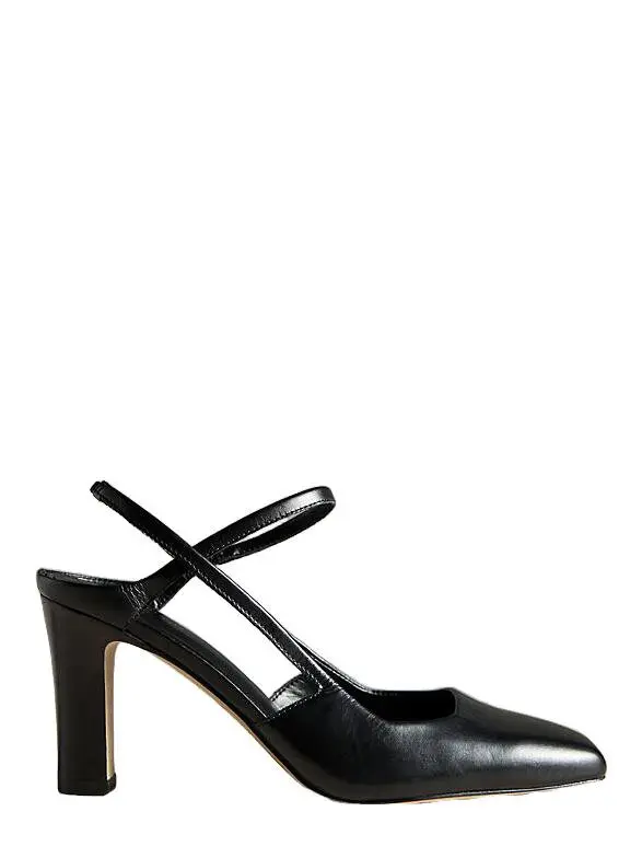 Anthropologie Vintage Square-toe Slingback Heels - Black