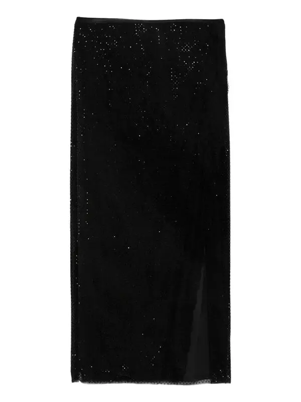 SELF-PORTRAIT Crystal-embellished Straight Skirt - Black