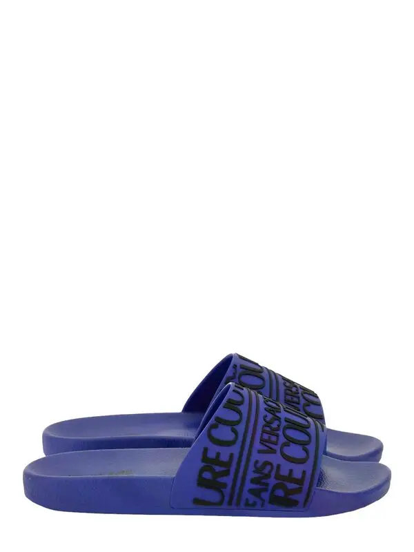 Versace Logo-embossed Slides - Blue
