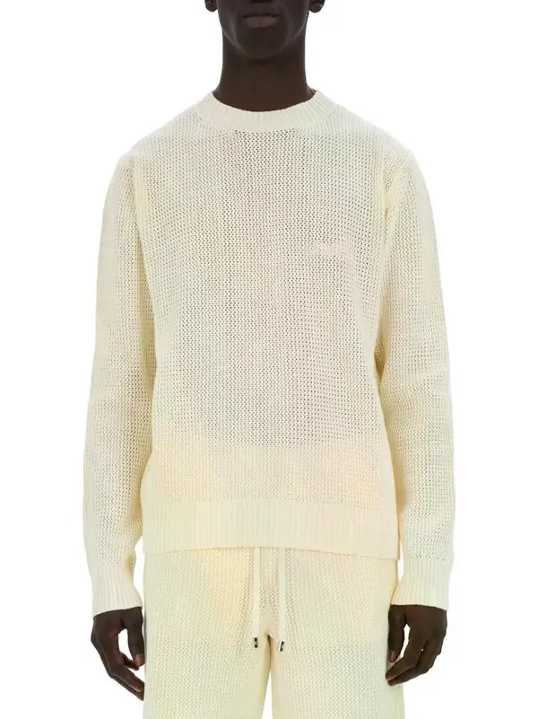 Amiri Waffle-knit Crew-neck Pullover - Neutrals