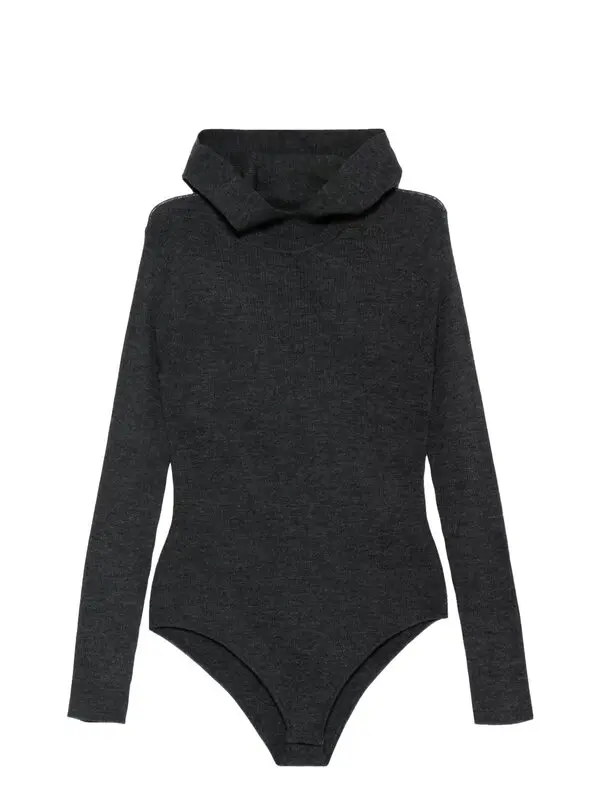 P.a.r.o.s.h Hooded Ribbed Bodysuit - Grey