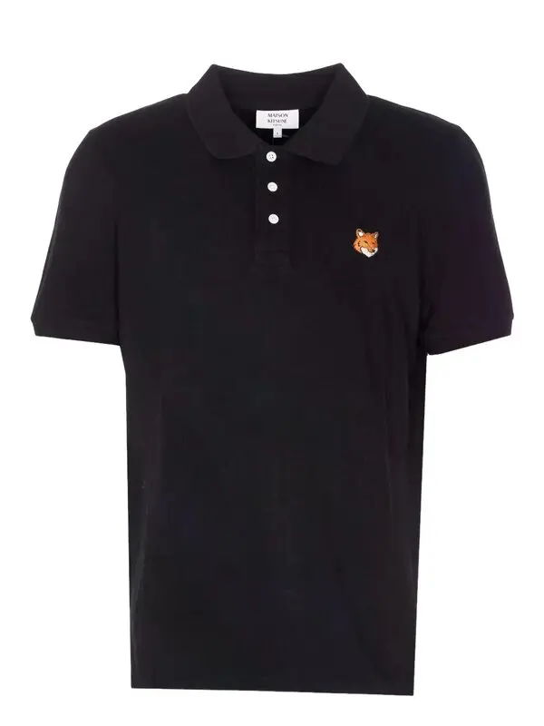 Maison Kitsuné Embroidered Short-sleeve Polo Shirt - Black