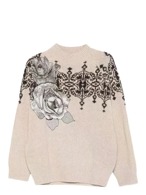 BLUGIRL Rose-print Sweater - Neutrals