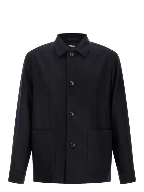 Zegna Long-sleeve Wool Shirt Jacket - Blue