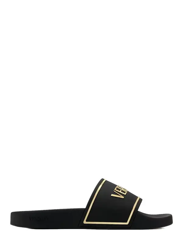 Versace Logo-plaque Slides - Black