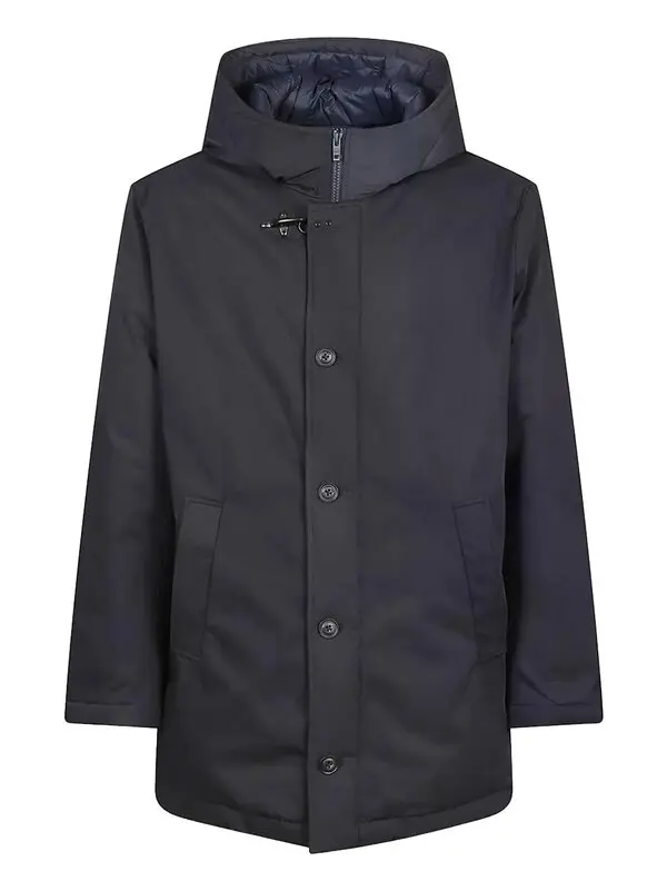 FAY Button-fastening Hooded Jacket - Blue