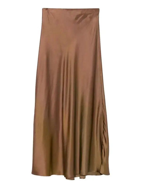 OTTOD'AME Satin Bias-cut Midi Skirt - Brown
