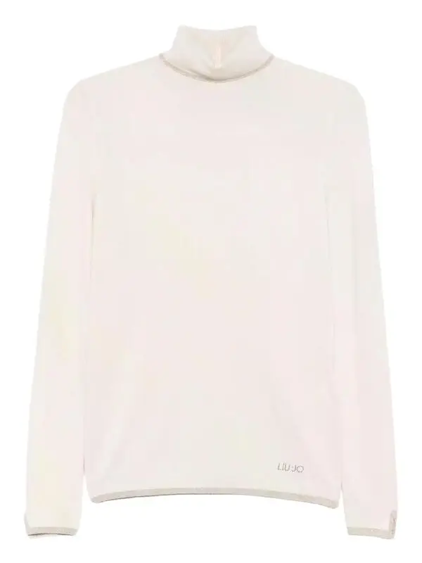 Liu Jo Metallic-trimmed Turtleneck Jumper - Neutrals