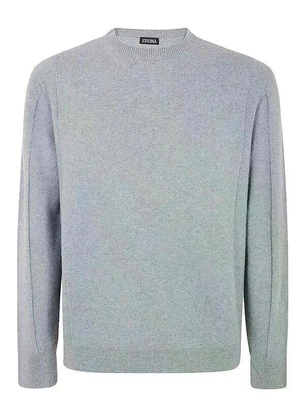 Zegna Round-neck Wool-cashmere Blend Sweater - Grey