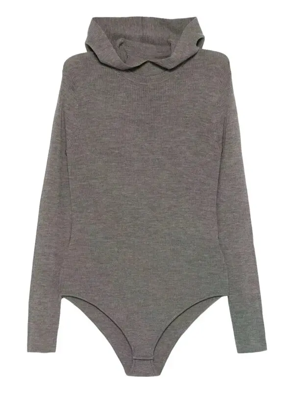 P.a.r.o.s.h Hooded Ribbed Bodysuit - Grey