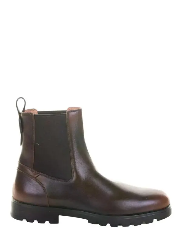 Santoni Leather Chelsea Boots With Elastic Panels - Brown