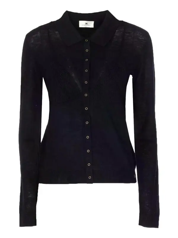Elisabetta Franchi Button-front Virgin Wool-blend Cardigan - Black