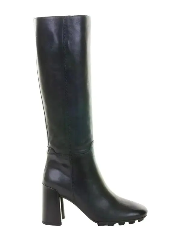 Hogan Leather Block Heel Boots - Black