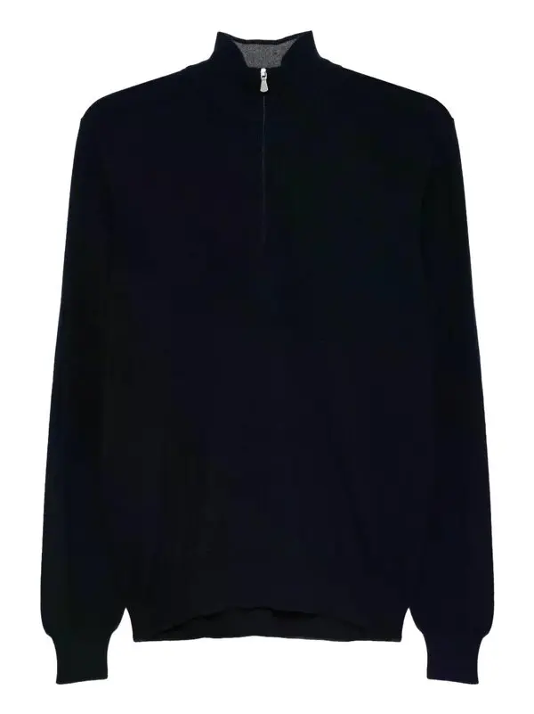 BARBA NAPOLI High-neck Zip-up Sweater - Blue