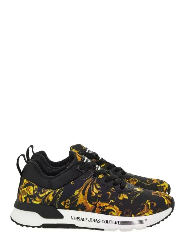 Versace Baroque-print Sneakers - Black
