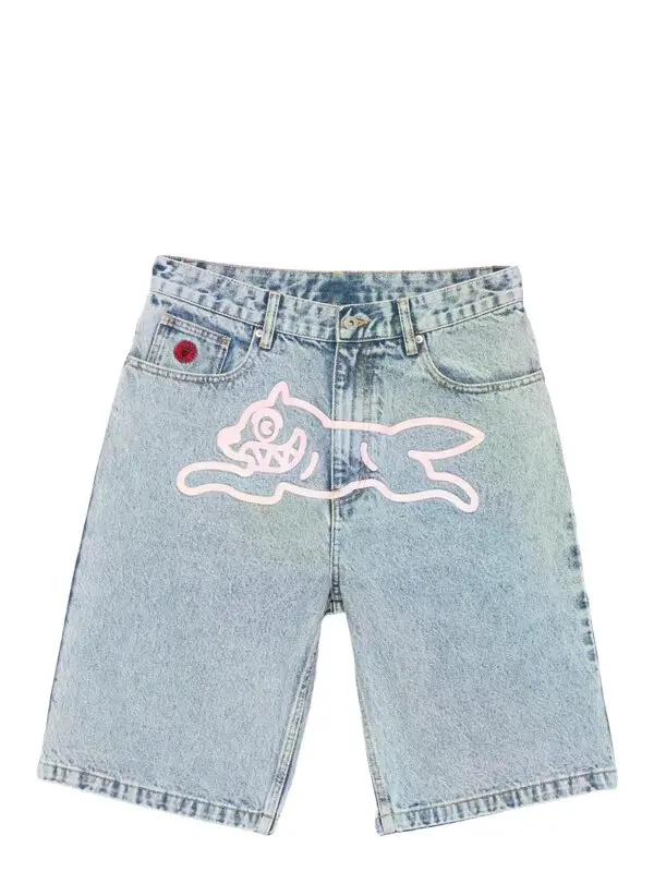 ICECREAM Dog-motif Denim Shorts - Blue