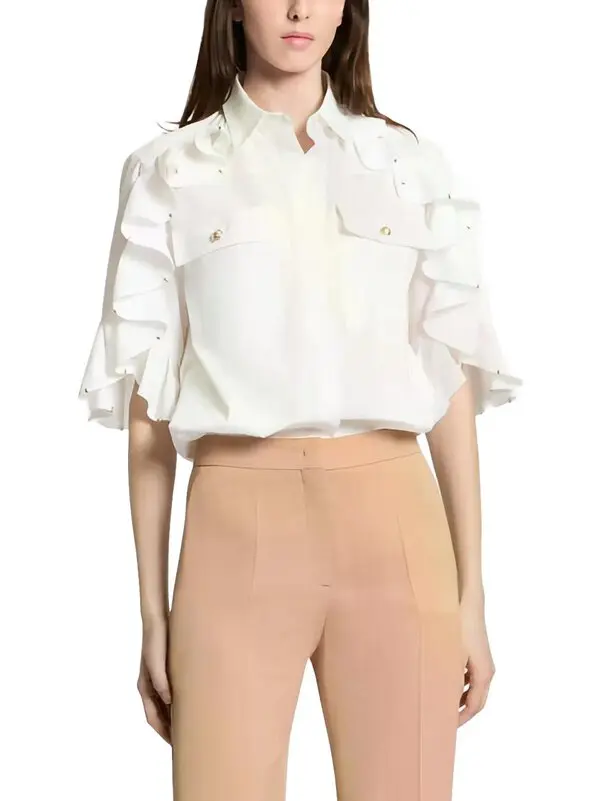 Elie Saab Embellished Ruffle Shirt - White