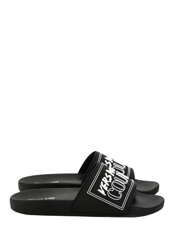 Versace Logo-embossed Slides - Black