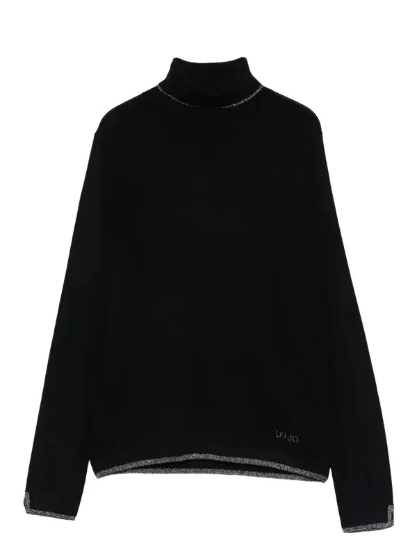 Liu Jo High-neck Jumper With Glitter Detailing - Black