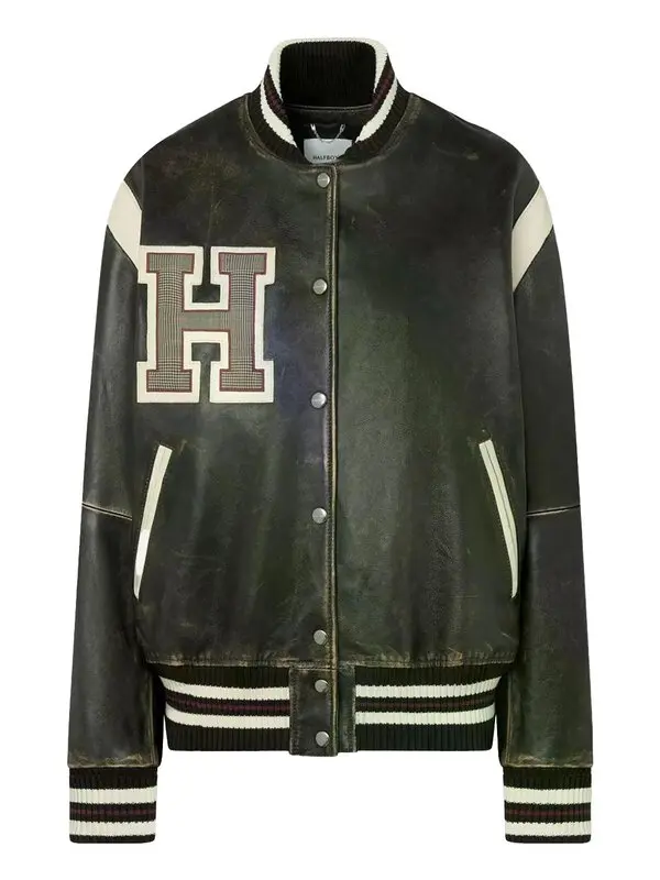 HALFBOY Leather Bomber Jacket - Black