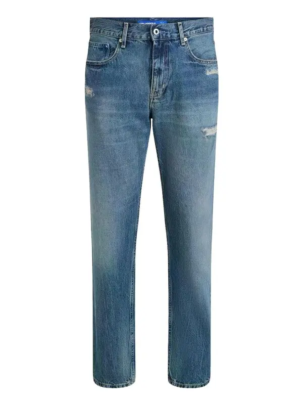 Karl Lagerfeld Distressed Tapered Jeans - Blue