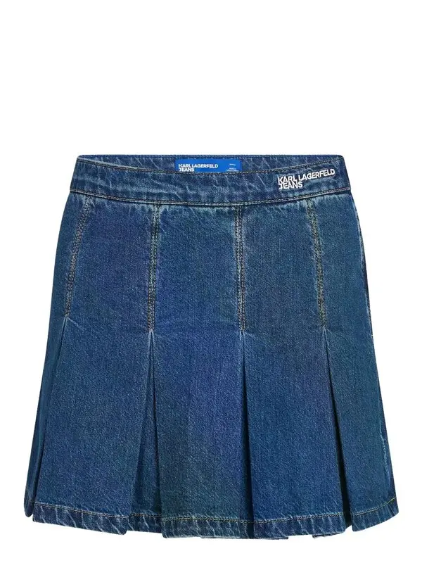 Karl Lagerfeld Pleated Denim Mini Skirt - Blue