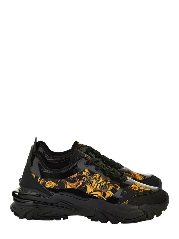 Versace Baroque-print Low-top Sneakers - Black