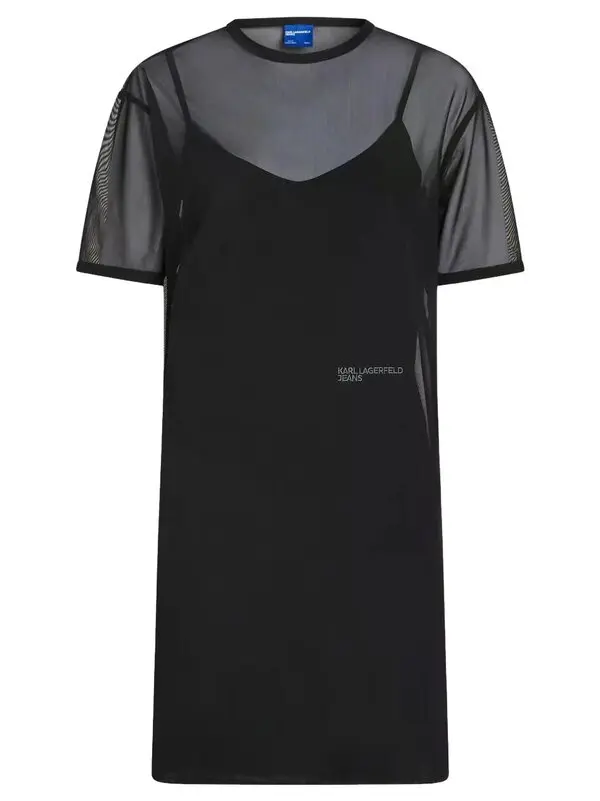 Karl Lagerfeld Mesh Jersey Mini Dress - Black