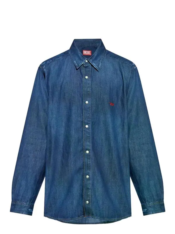 DIESEL D-simply Embroidered-logo Denim Shirt - Blue